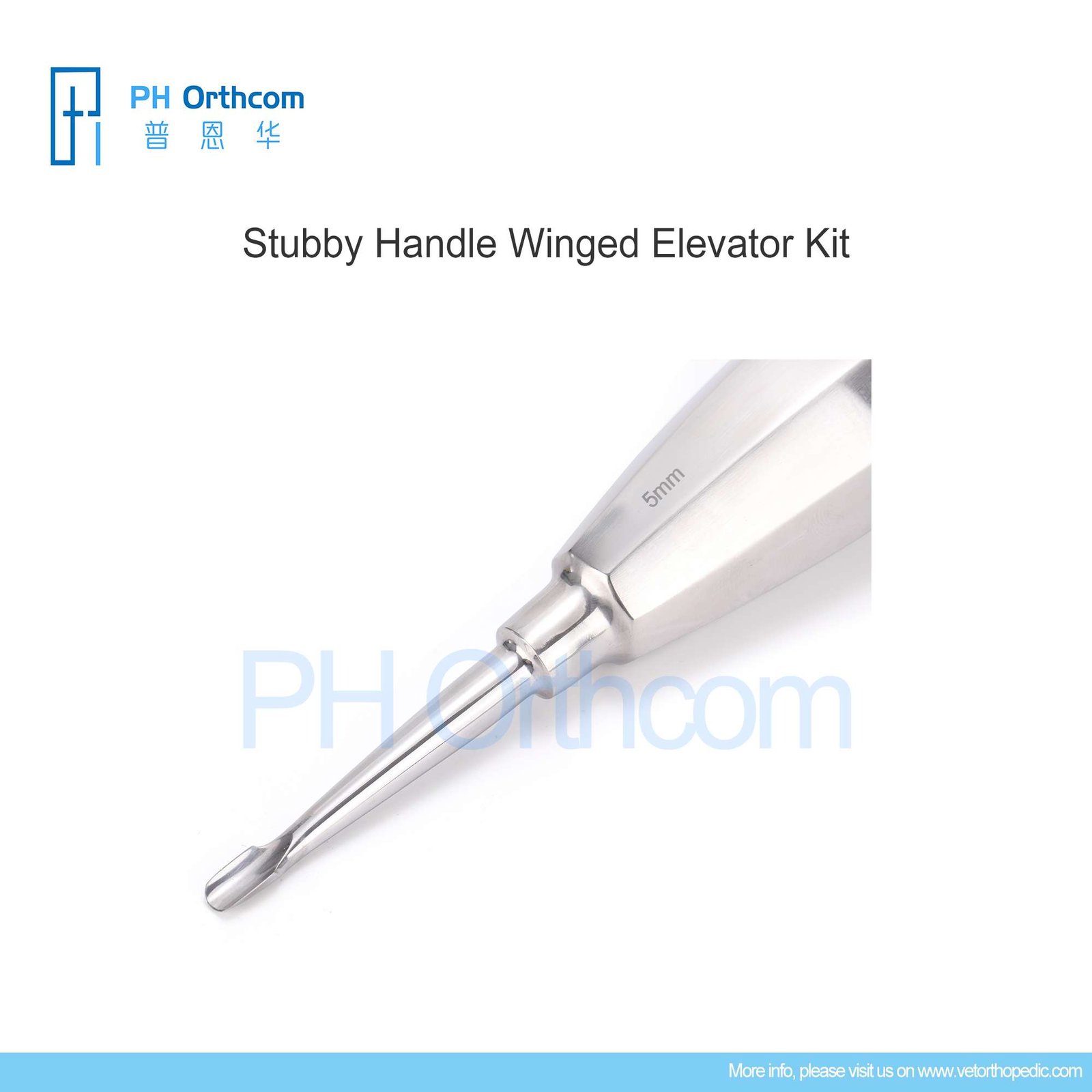 Stubby Handle Winged Elevators Kit - PH Orthcom-Veterinary Orthopaedic Implants Manufacturer